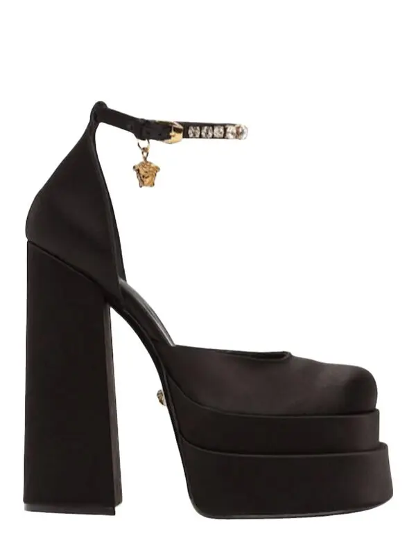 Versace Platform High Heel Sandals - Black