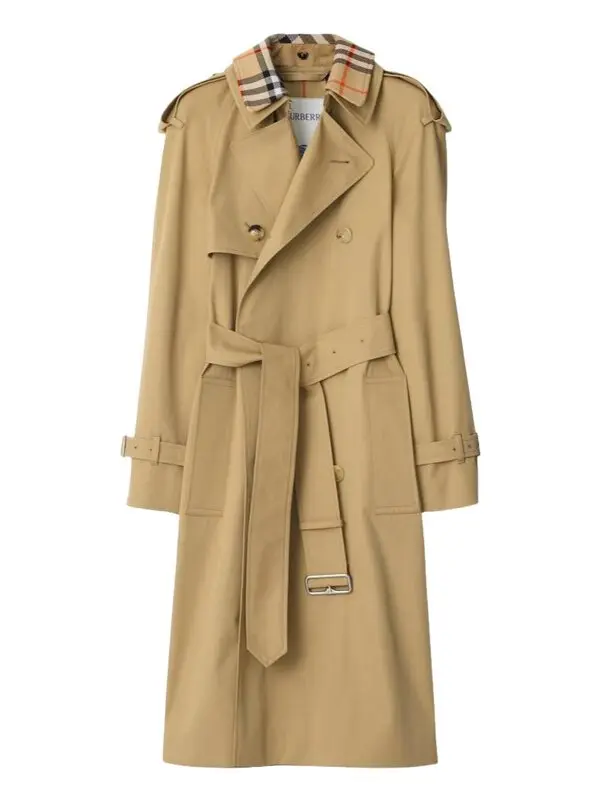 Burberry Double Breasted Belted Trench Coat - Flaxen