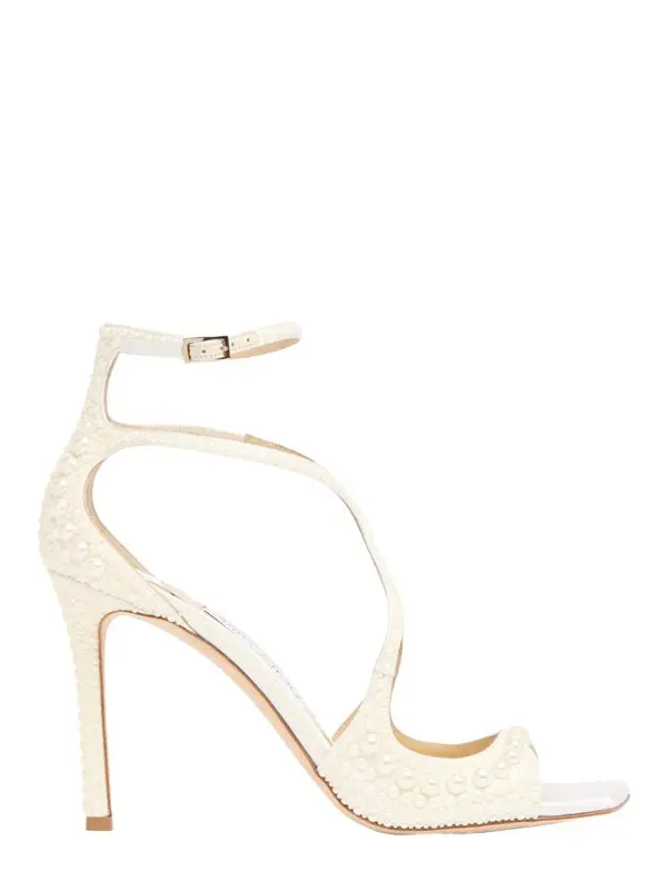 JIMMY CHOO Open Toe Embellished High Heel Sandals - White
