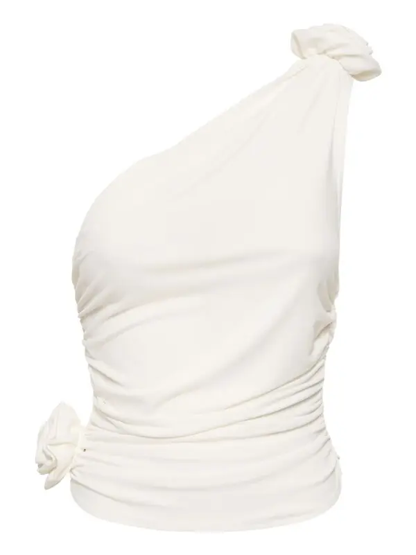 Magda Butrym One Shoulder Blouse With Flower Applique - White