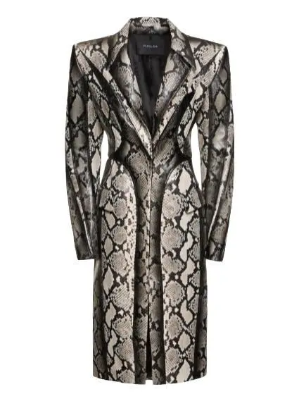 MUGLER Long-sleeved Snake Print Windbreaker - Black
