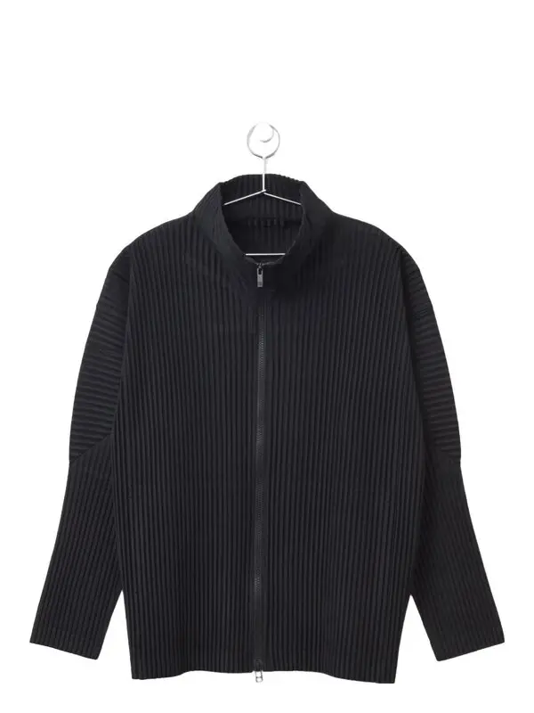 Issey Miyake Pleated Jacket With Front Zipper - Black