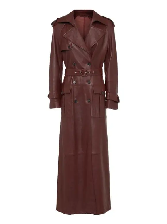 Giuseppe Di Morabito Double-breasted Leather Trench Coat - Red