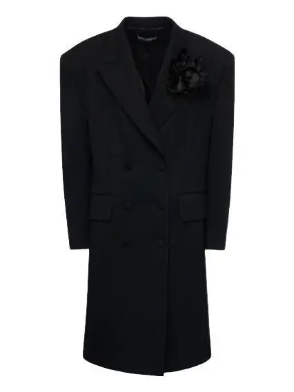Dolce & Gabbana Tailored Coat With Embellishment - Black
