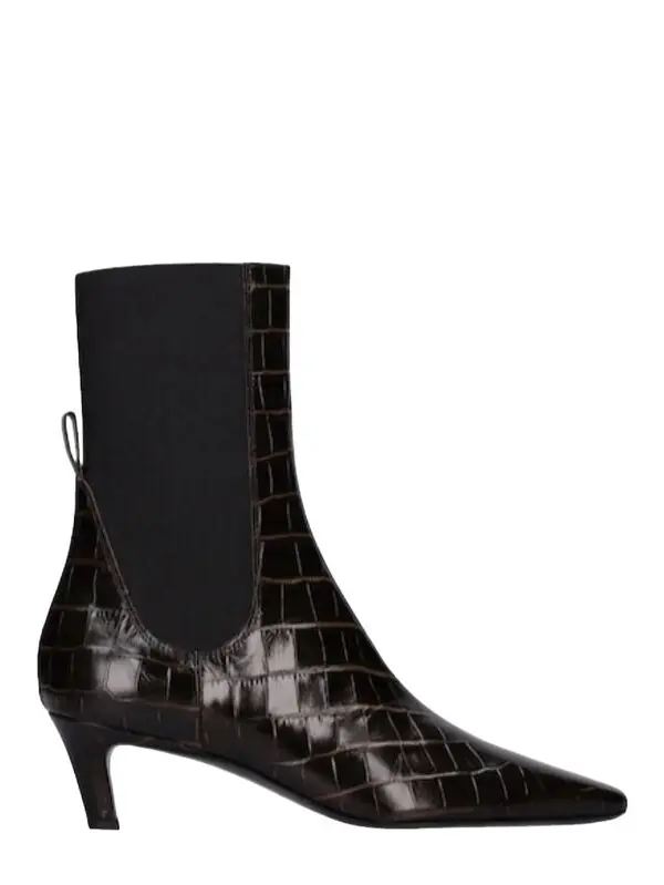 TOTEME Logo Embossed Booties - Black