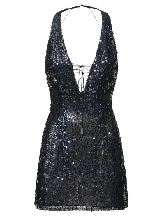 16Arlington Sleeveless Sequin Mini Dress - Black