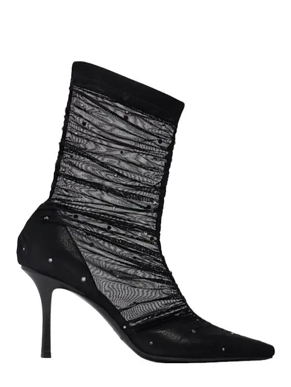 JIMMY CHOO Square-toed Mesh Ankle Boots - Black