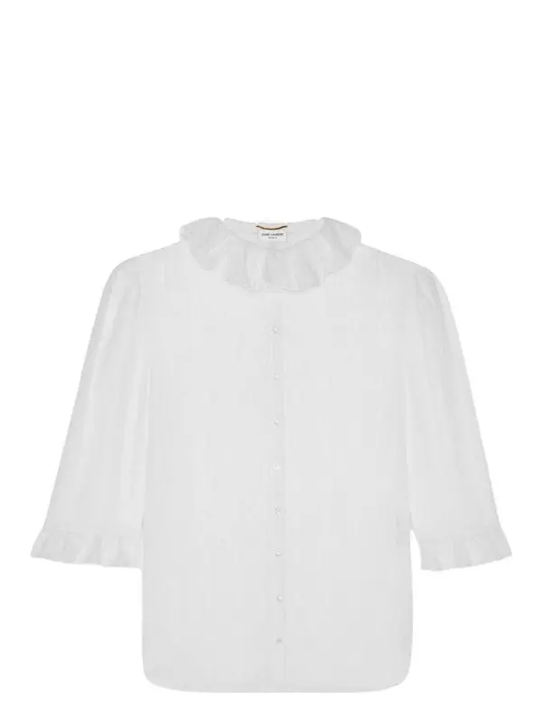 Saint Laurent Ruffled Lace Blouse - Off-white