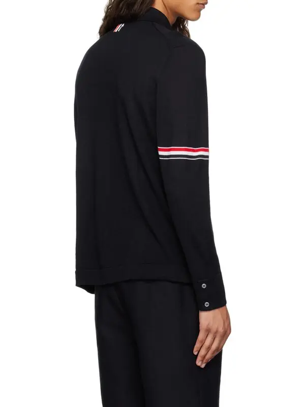 Thom Browne Rwb Stripe Buttoned Cardigan - Navy Blue
