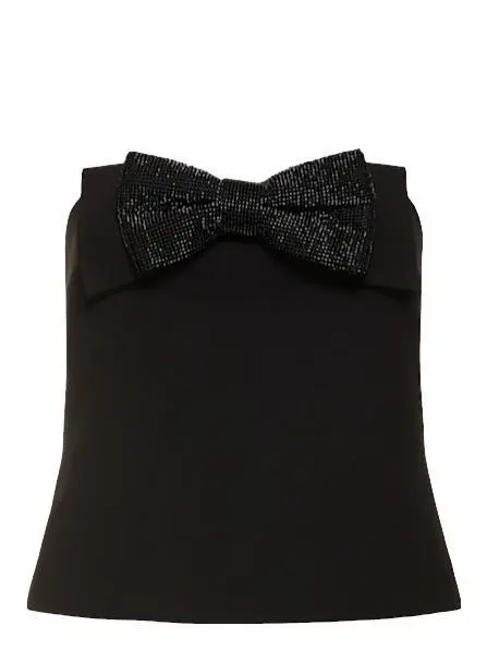 SELF-PORTRAIT Embellished Bow Tube Top - Black