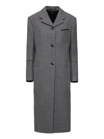 FERRAGAMO Houndstooth Long-sleeved Coat - Gray