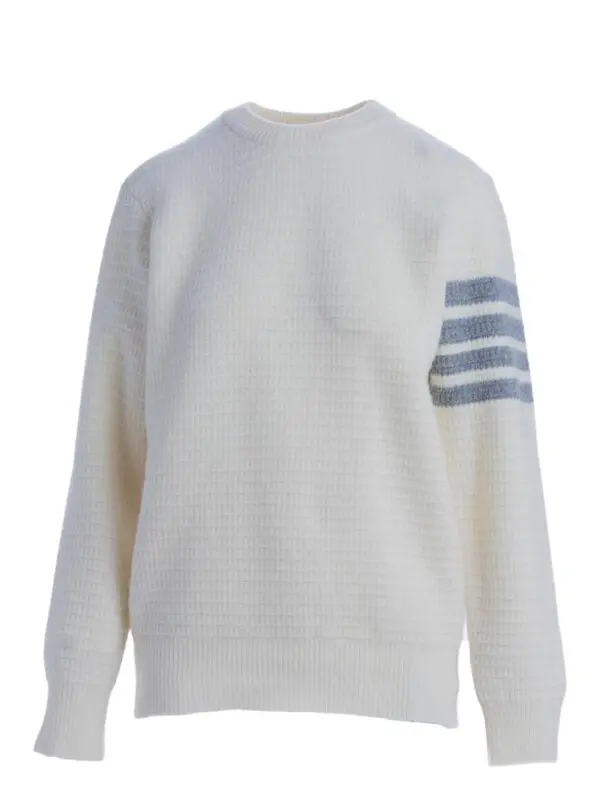 Thom Browne Long-sleeved Knitted Pullover - White