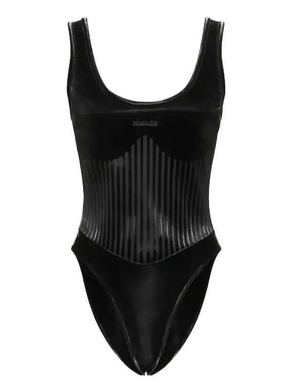 MUGLER Shining Stretch Bodysuit - Black