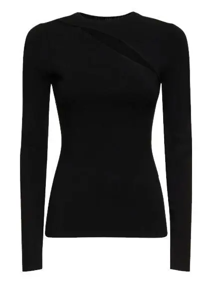 Victoria Beckham Long Sleeve Blouse With Cut-out Detail - Black