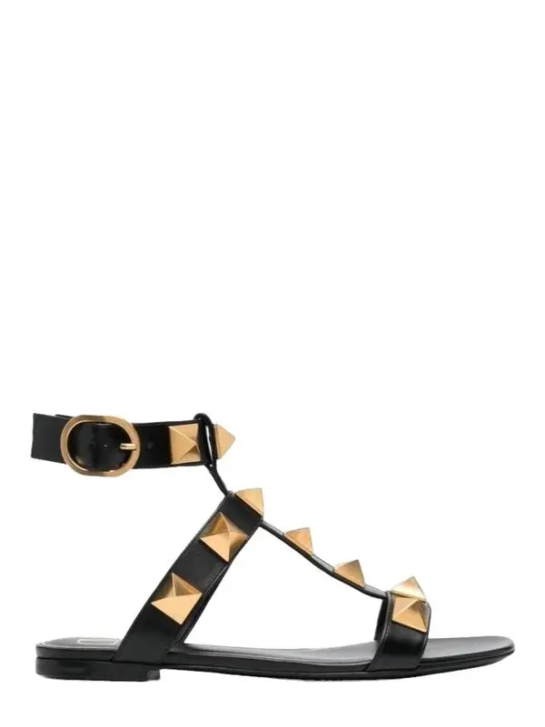 Valentino Garavani Roman Stud Open Toe Sandals - Black