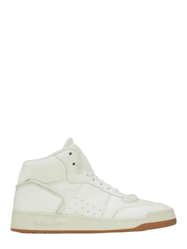 Saint Laurent Round Toe Lace-up Sneakers - White