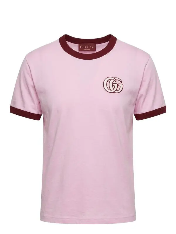 Gucci Embroidered Jersey T-shirt - Pink