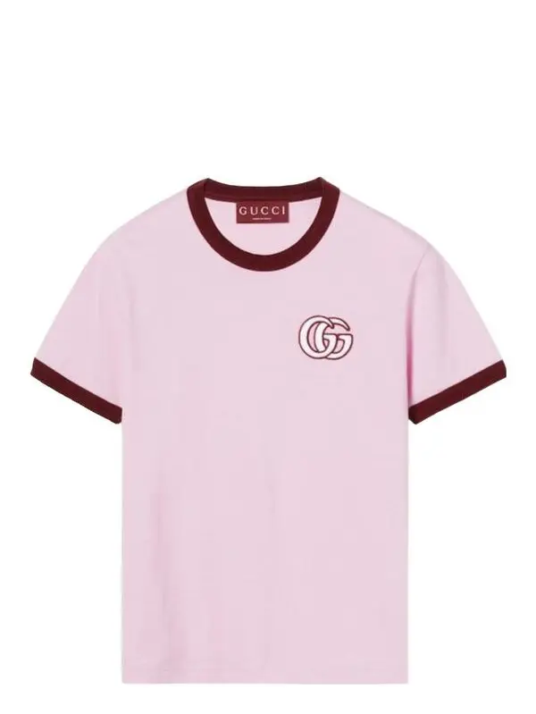 Gucci Embroidered Jersey T-shirt - Pink