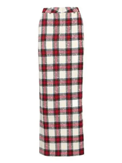 Alessandra Rich Plaid Maxi Skirt - Gray