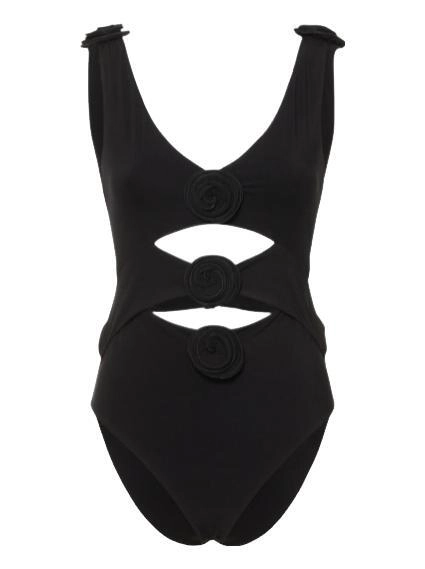 Magda Butrym Cut-out Jumpsuit With Rose Appliques - Black