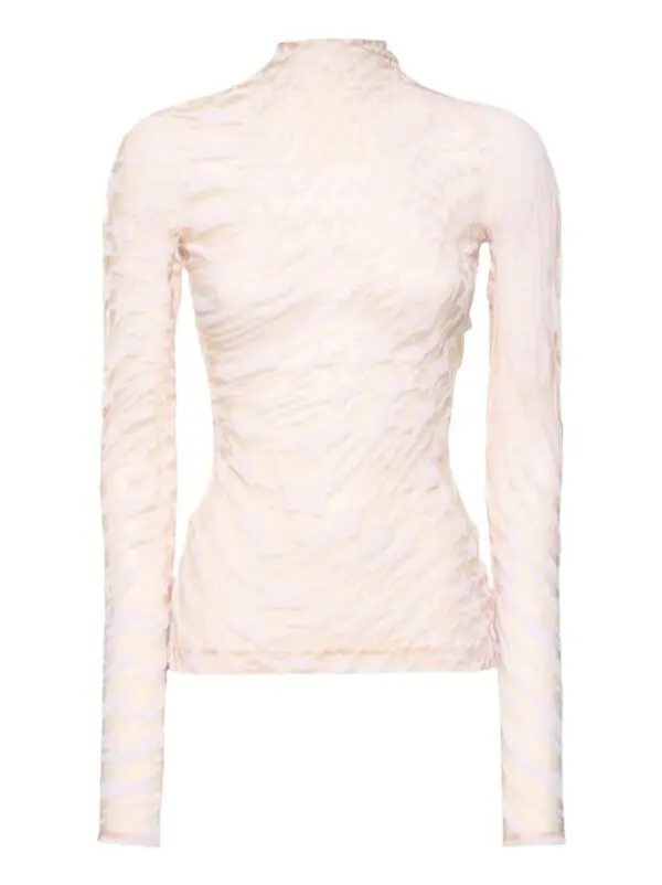 MUGLER High-necked Long-sleeved T-shirt With Open Back - White