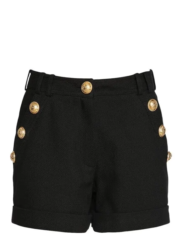 Balmain Embellished Button-down Shorts - Black
