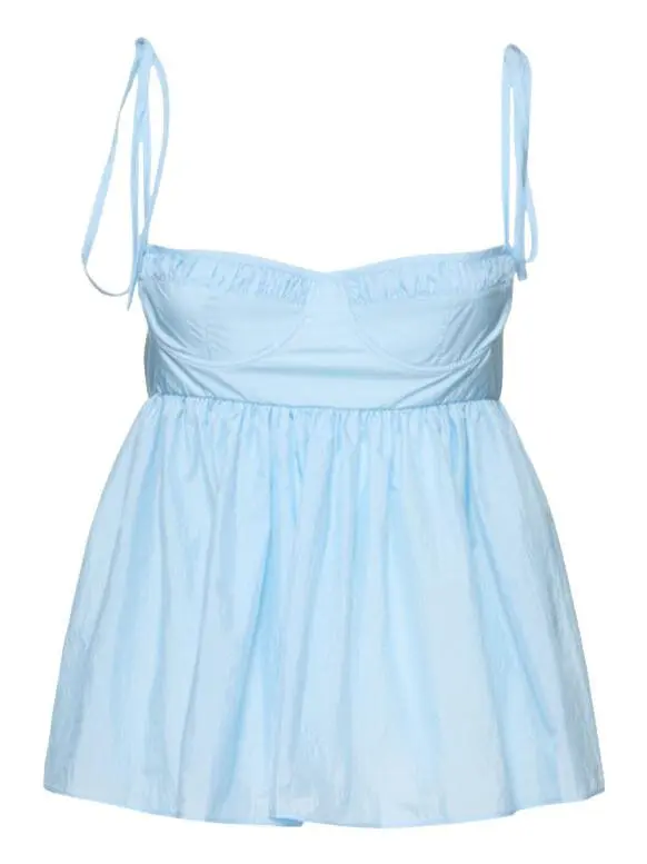 Cecilie Bahnsen Alora Shiki Top With Spaghetti Straps - Light Blue