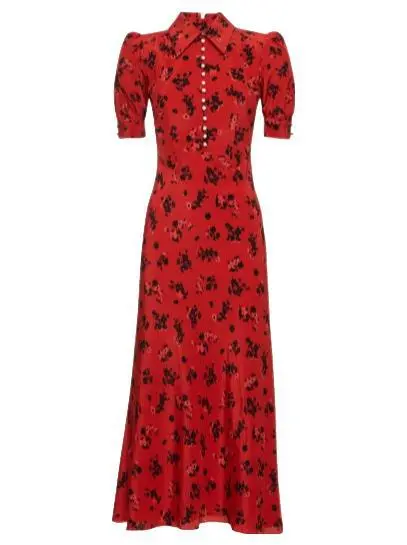 Alessandra Rich Short-sleeved Printed Maxi Dress - Red