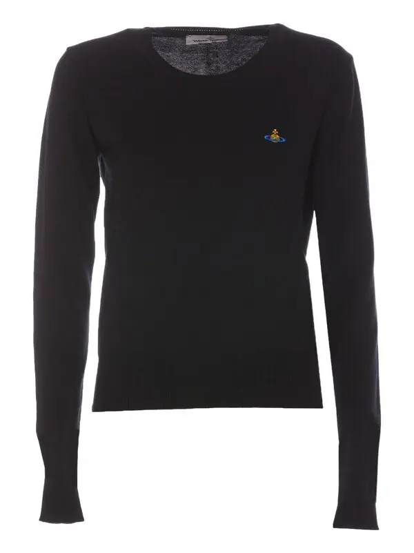 VIVIENNE WESTWOOD Orb Embroidered Knitted Jumper - Black