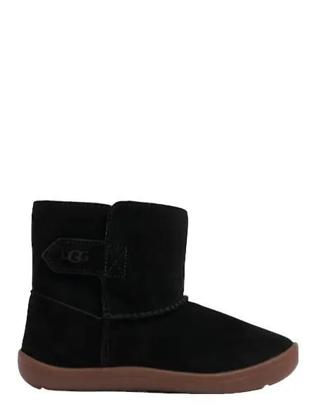 UGG Round Toe Boots With Side Hook And Loop Closure - Black