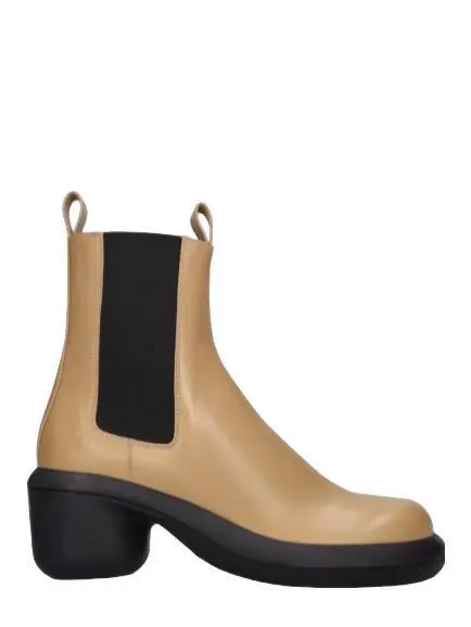 JIL SANDER Leather Ankle Boots With Elastic Inserts - Black