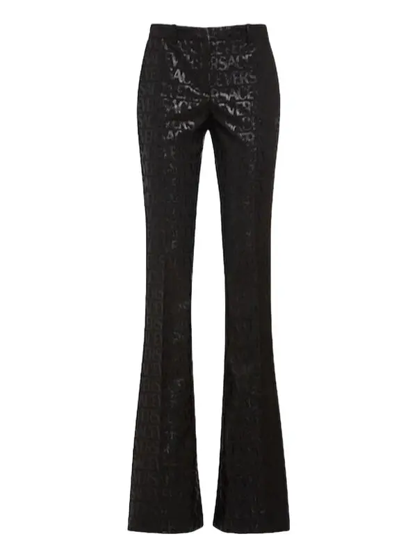 Versace Logo Jacquard Bell Bottom Trousers - Black