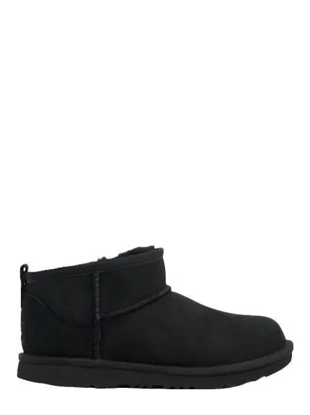 UGG Short Snow Boots With Rear Pull Ring And Logo Detail - Black