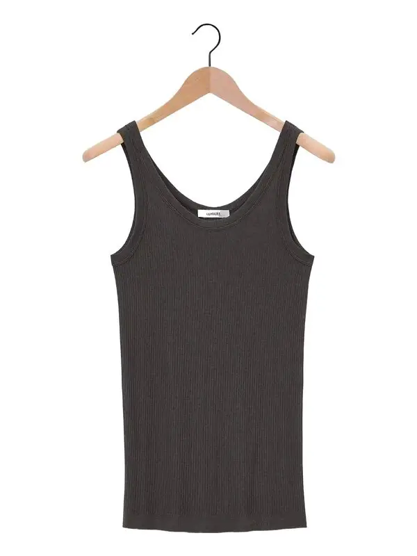 LEMAIRE Ribbed Scoop Neck Tank Top - Black