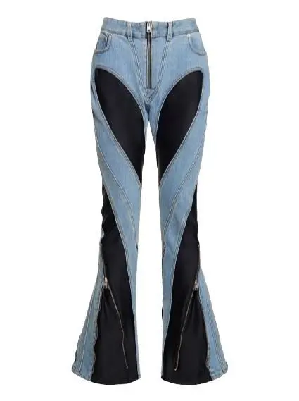 MUGLER Zippered Flare Jeans - Black