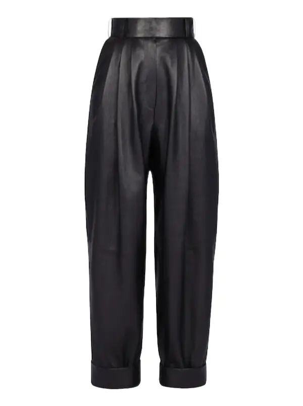 Alexandre Vauthier Belted Pleated Casual Pants - Black