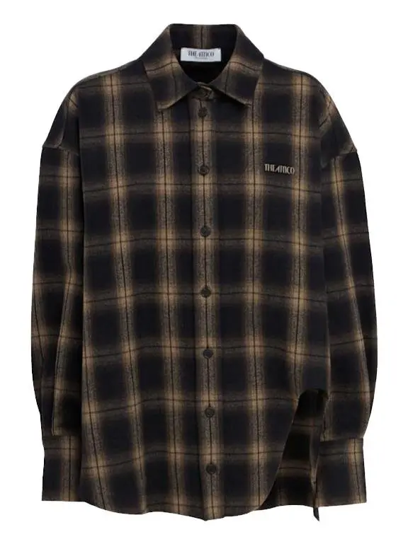 Attico Checked Cotton Shirt - Black