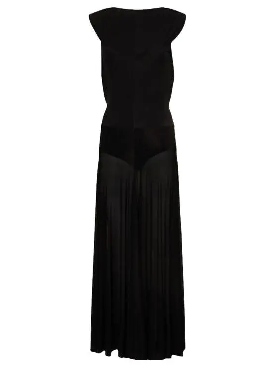 Magda Butrym Draped Jersey Maxi Dress With Sheer Inserts - Black