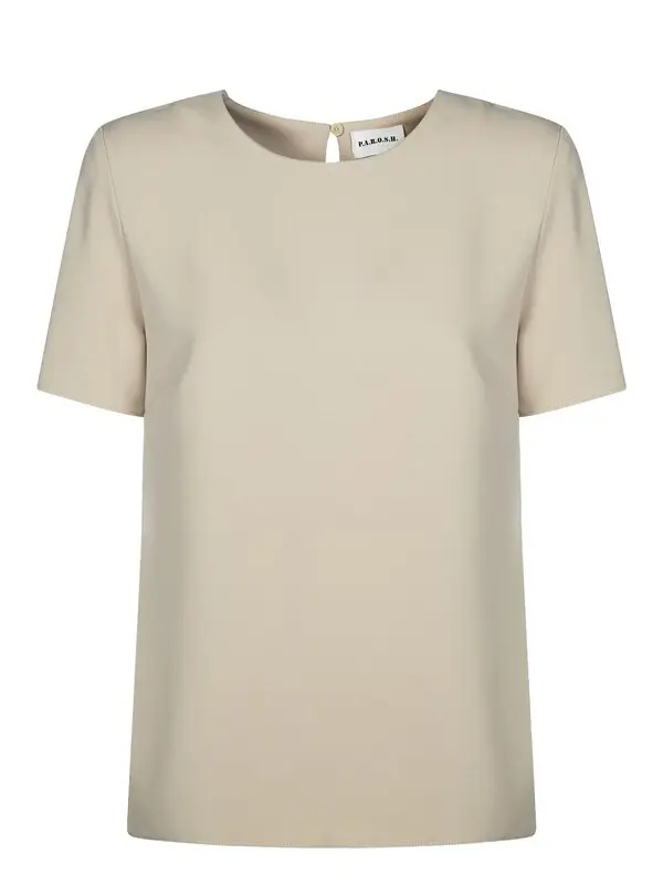 P.a.r.o.s.h Cady Crewneck Short-sleeved Blouse - Nude