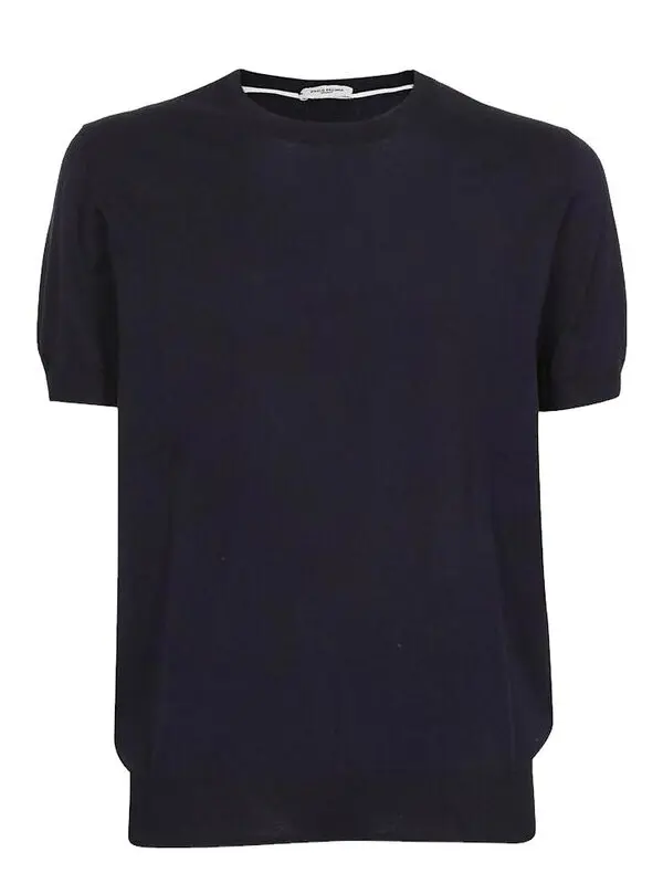 PAOLO PECORA Crew Neck Short Sleeve Sweater - Black