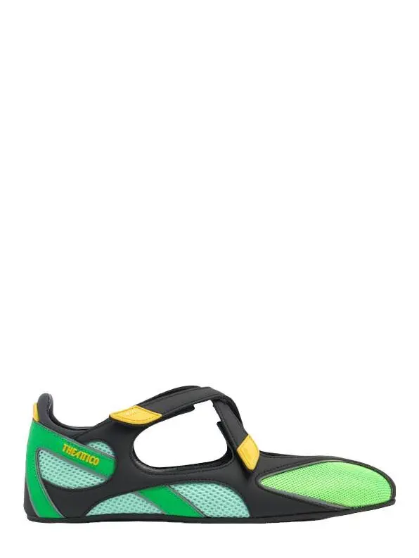 Attico Ballerina Flats With Hook And Loop Straps - Black