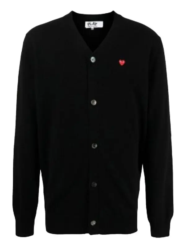 Play Comme Des Garcon Logo Detail Cardigan - Black