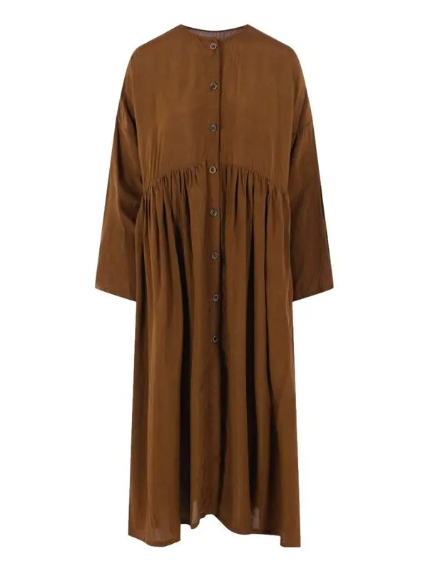 UMA WANG Button Front Gathered Coat - Mustard