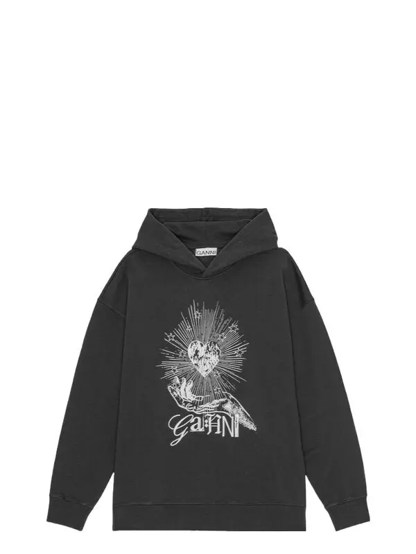 GANNI Phantom Isoli Heart Oversized Hoodie - Black