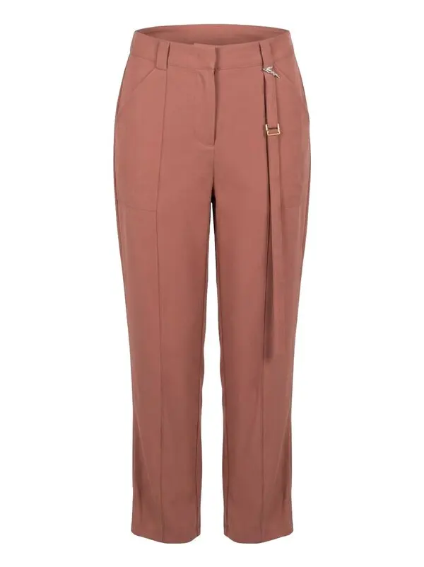 Patrizia Pepe Belted Straight Leg Trousers - Brown