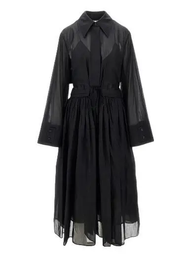 JIL SANDER Cut-out Poplin Shirt Dress - Black
