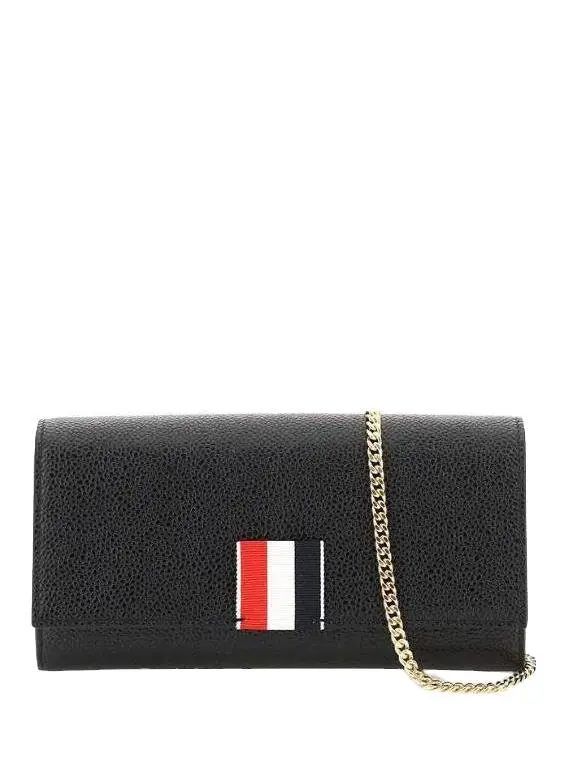 Thom Browne Logo Patch Chain Shoulder Bag - Black