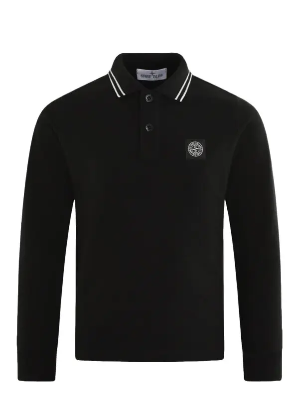 Stone Island Long Sleeve Polo Shirt - Black