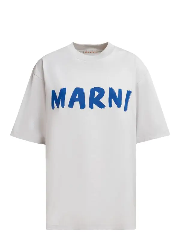 Marni Logo Print Oversized Crewneck T-shirt - Gray