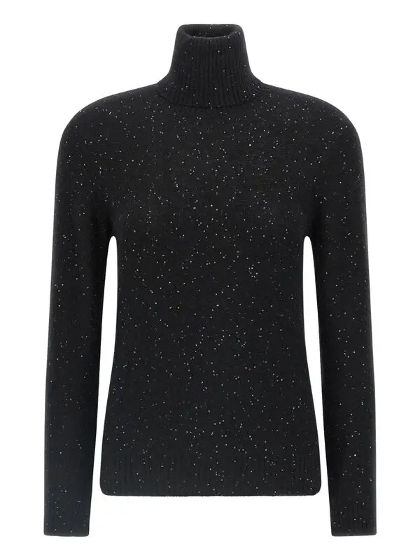 Fabiana Filippi Long Sleeve Sequin Embellished Turtleneck Jumper - Black